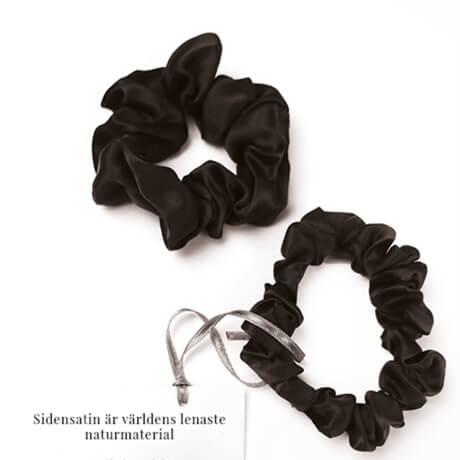 Fyllig scrunchie 100% mullbärssilke - Svart
